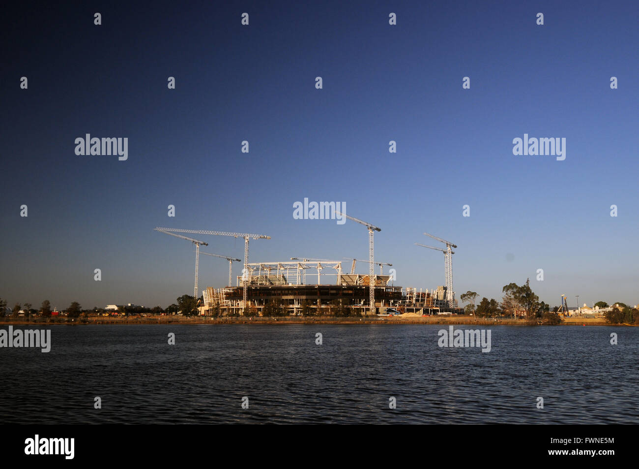 New Perth Stadium under construction on shores of the Swan River, Perth ...