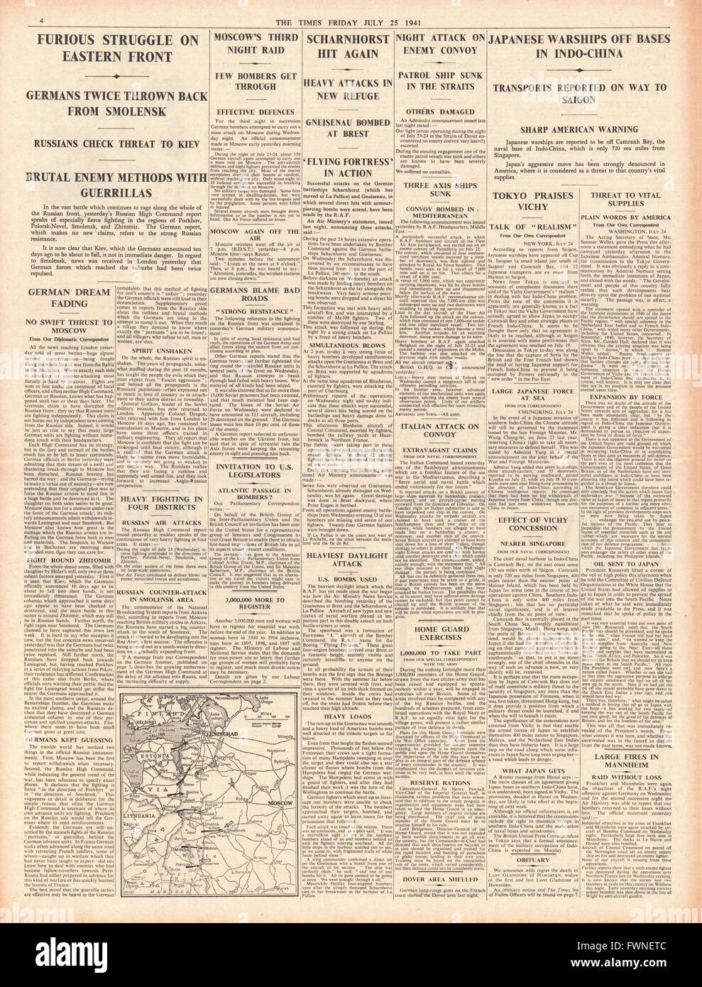 1941 page 4 The Times Furious Battles on Eastern Front, Luftwaffe ...