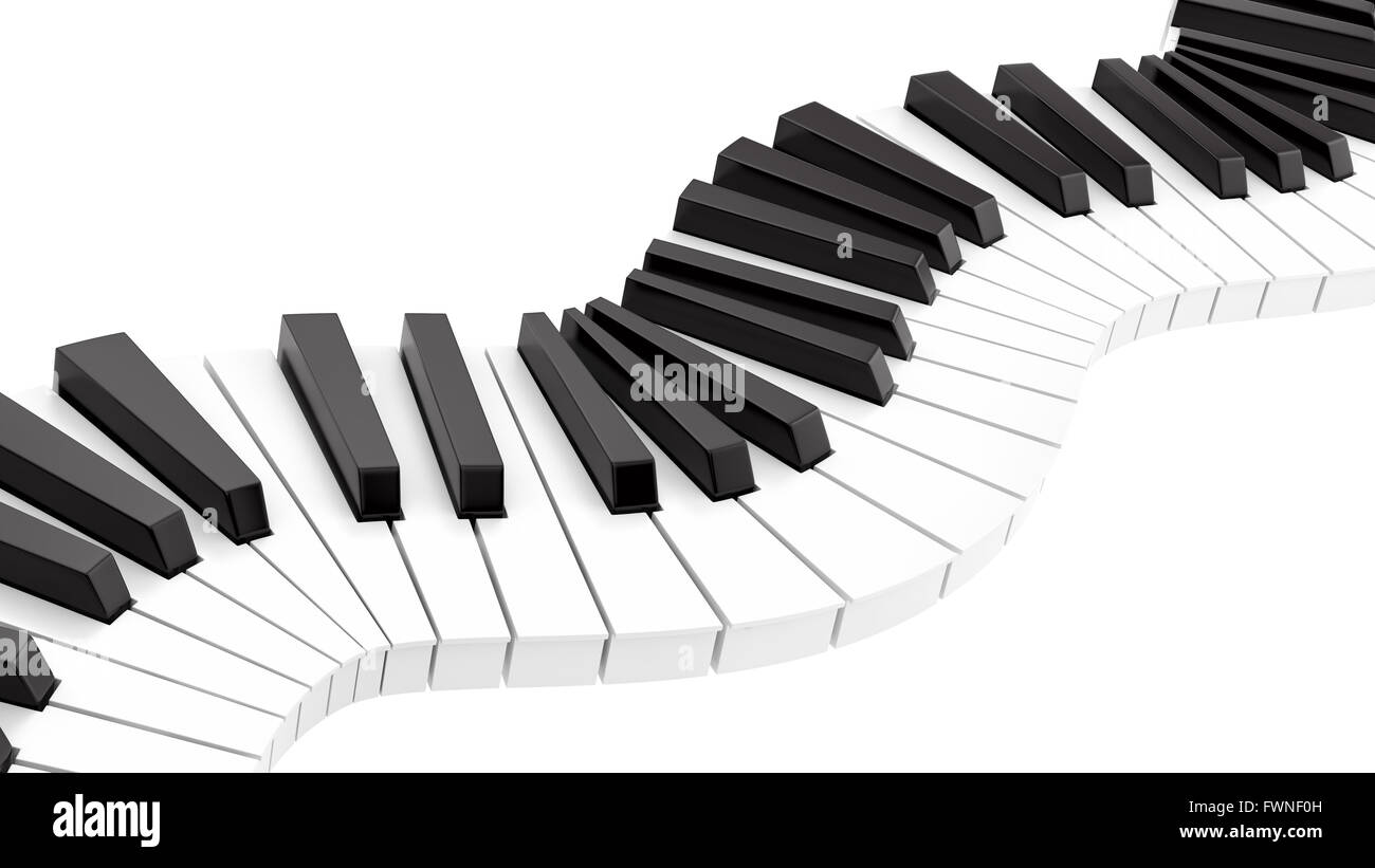 render of curvy piano keyboard, isolated on white Stock Photo - Alamy