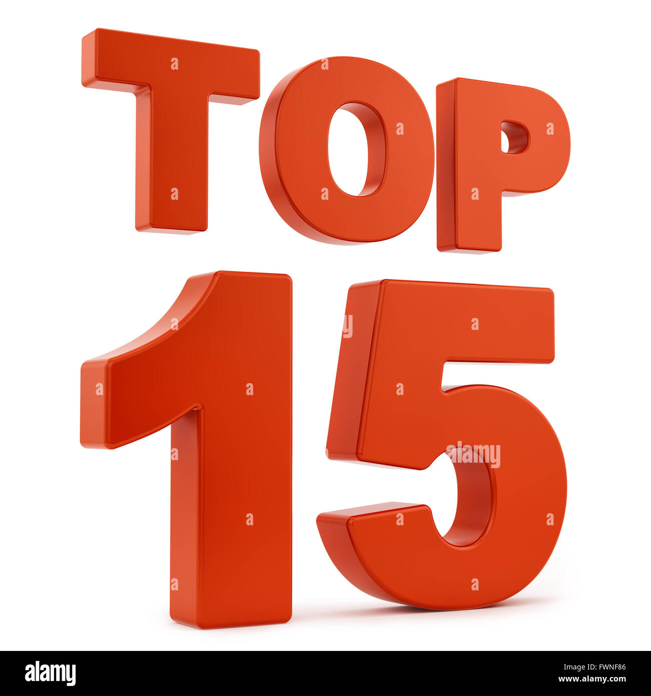 render of top 15, isolated on white Stock Photo - Alamy