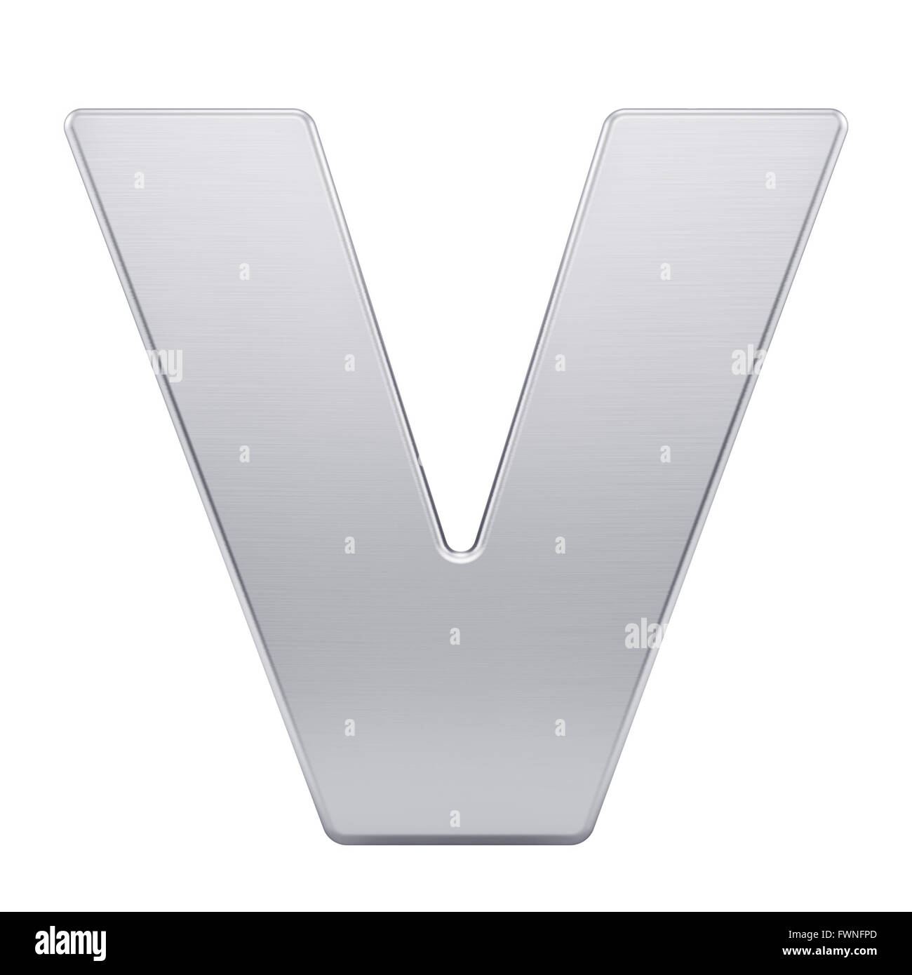 render of the letter V with brushed metal texture, isolated on white ...