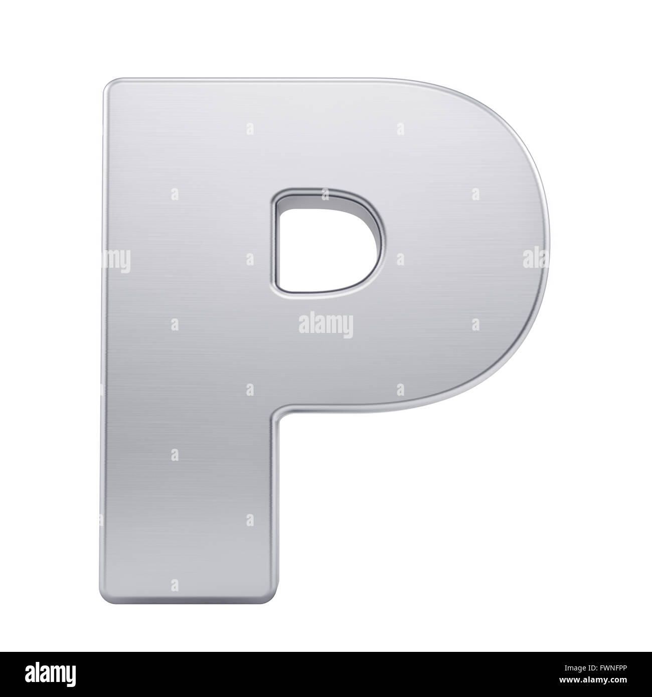 render of the letter P with brushed metal texture, isolated on white ...