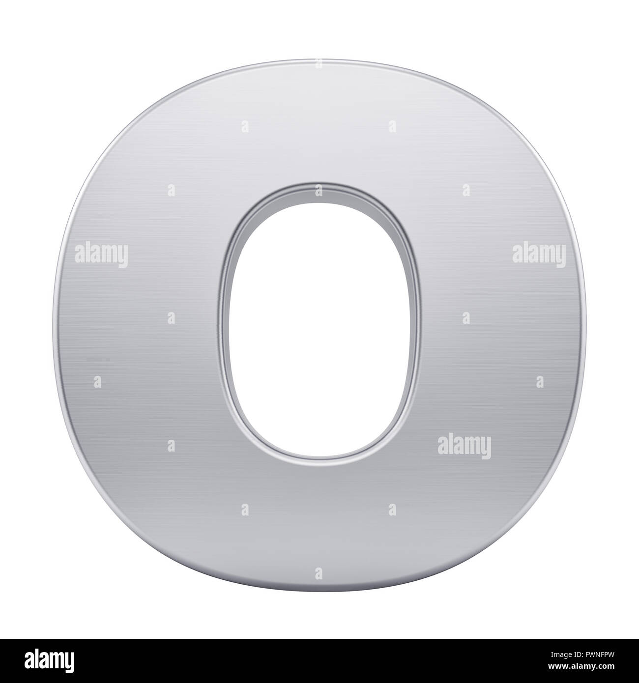 render of the letter O with brushed metal texture, isolated on white ...