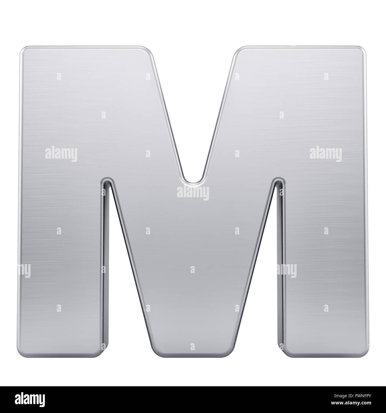 render of the letter M with brushed metal texture, isolated on white ...