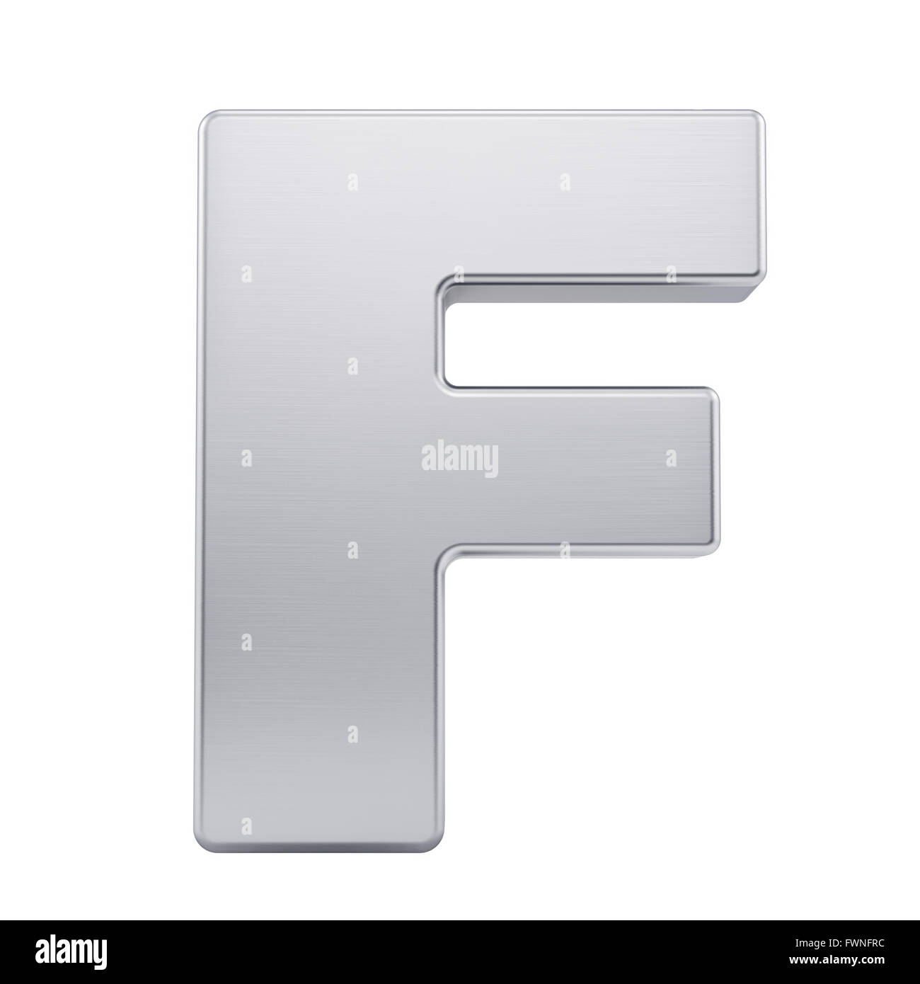 render of the letter F with brushed metal texture, isolated on white ...