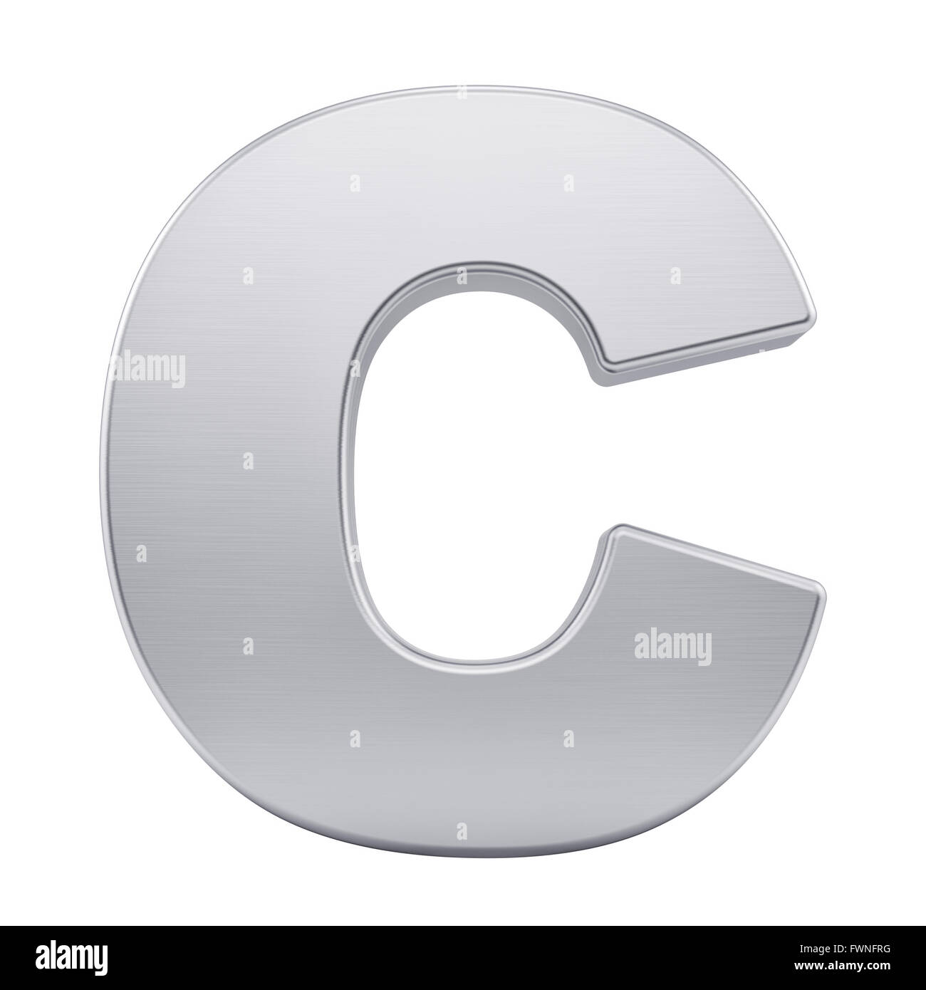 render of the letter C with brushed metal texture, isolated on white ...