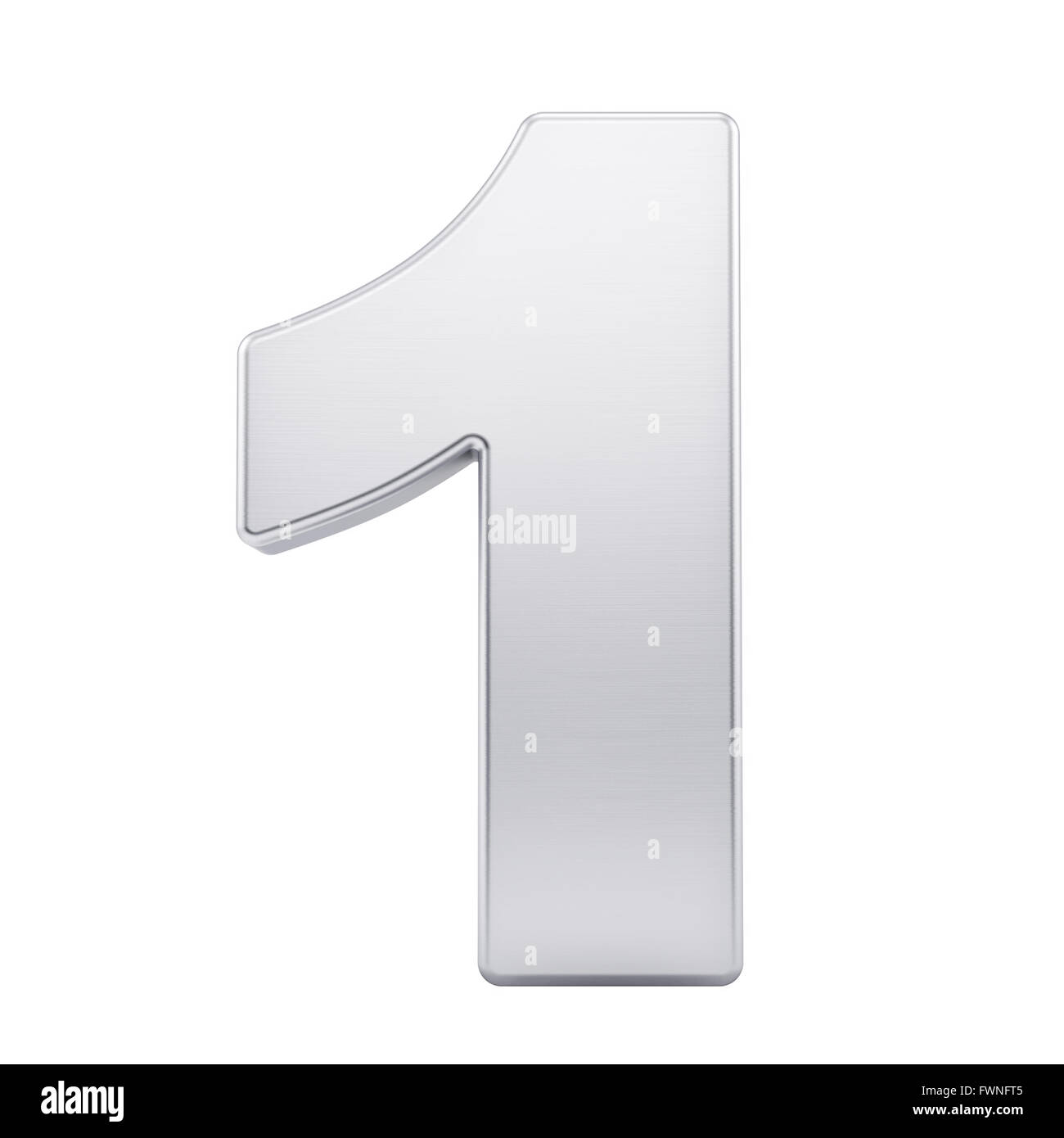 render of the number 1 with brushed metal texture, isolated on white ...