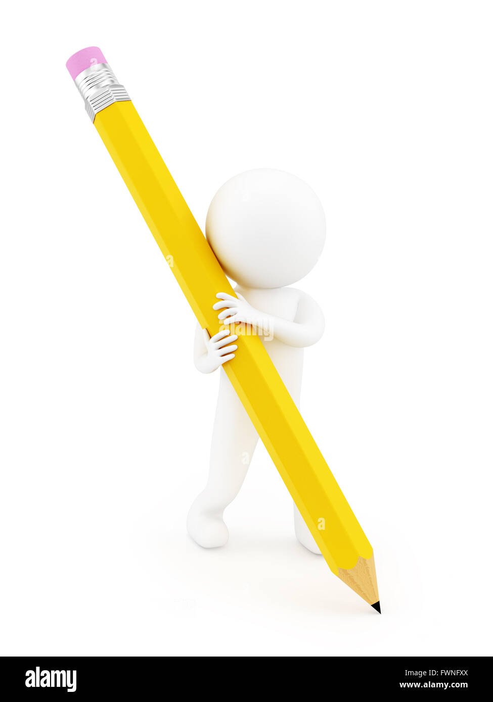 render of a man with a pencil, isolated on white Stock Photo - Alamy