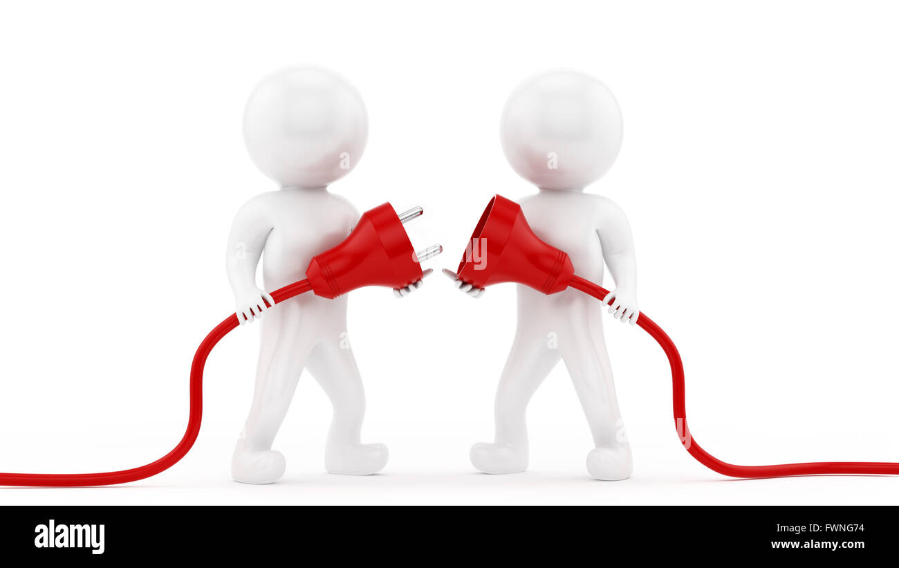 2 man connecting cables Stock Photo - Alamy