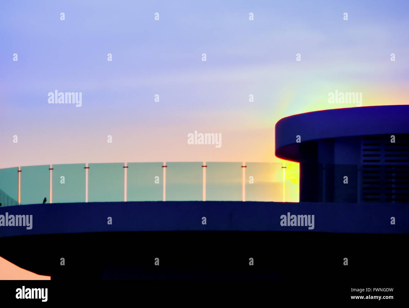 roof and mirror terrace in light blue sky background Stock Photo - Alamy