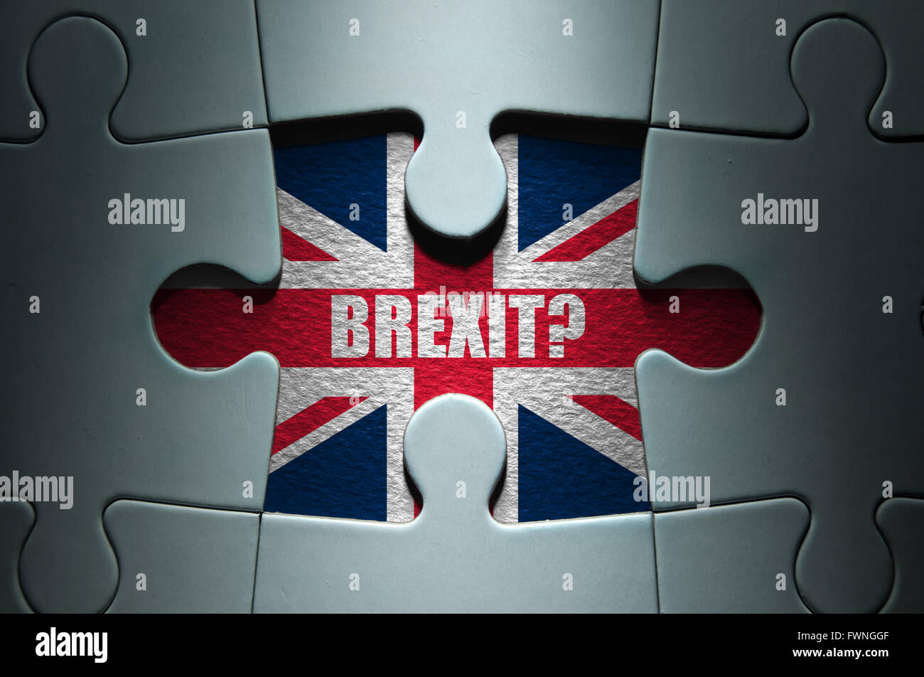 Missing piece from a jigsaw puzzle revealing the British flag and ...