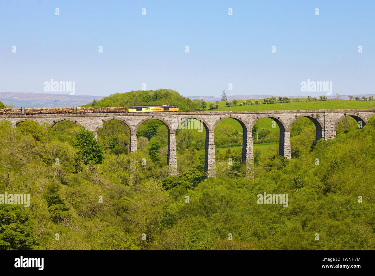 Settle to Carlisle Railway Line. Colas Rail Freigh log train. Smardale ...