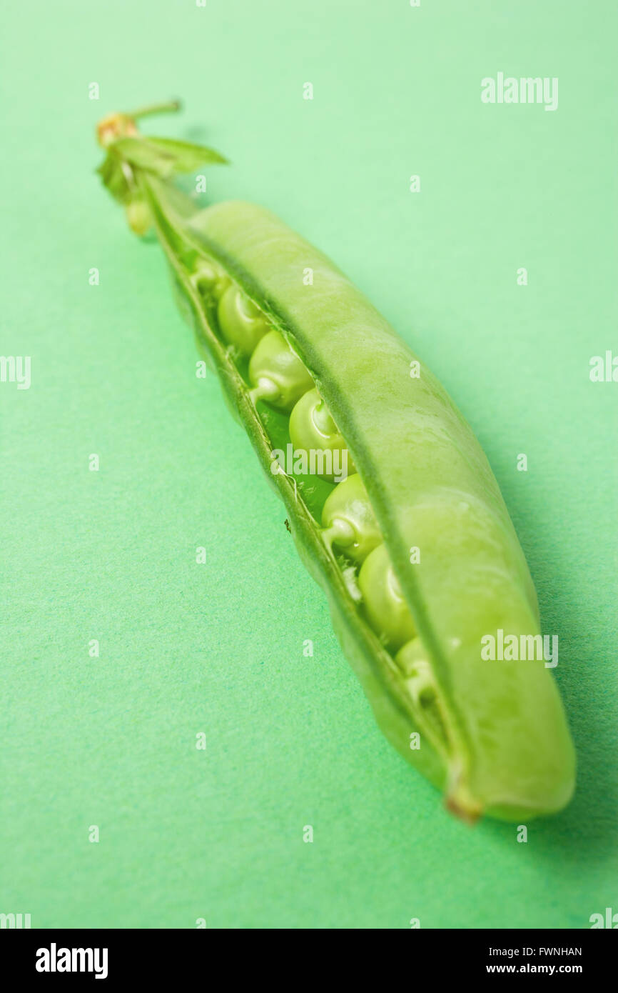 Opened pea pod Stock Photo - Alamy