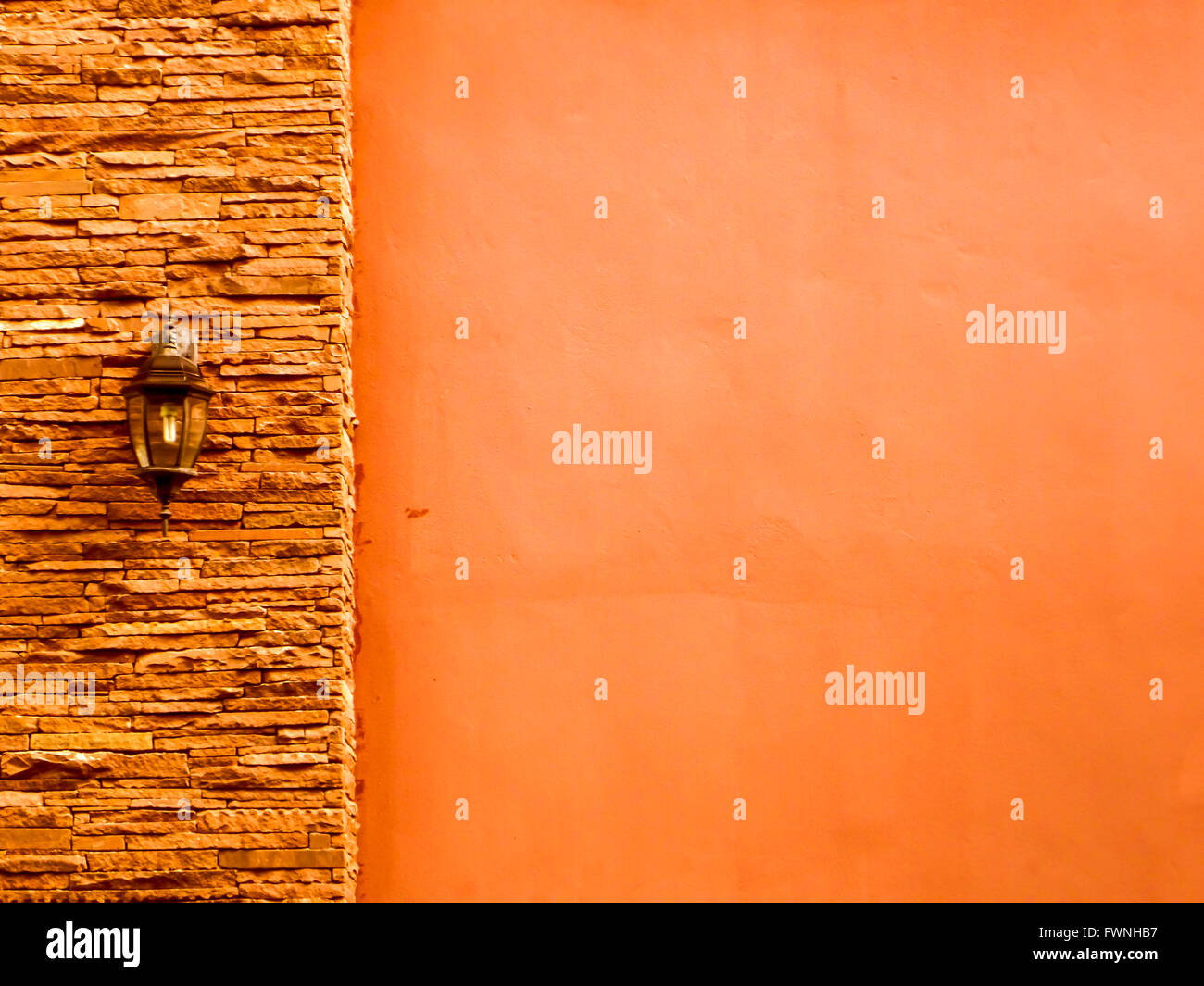 lamp on rock pieces texture and concrete wall outdoor home Stock Photo ...