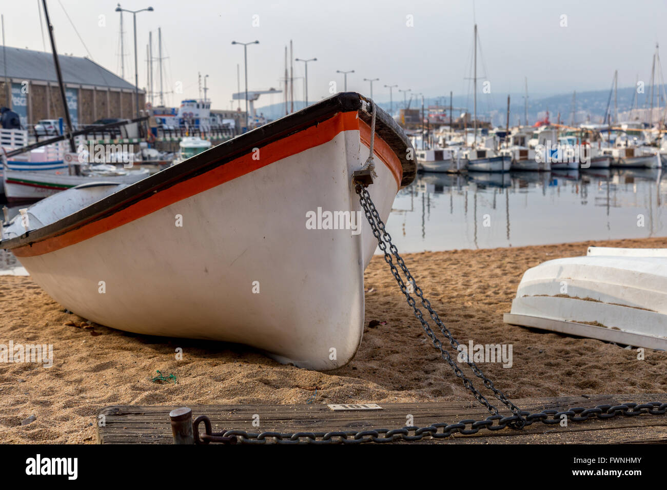 Typical Spanish boats in port Palamos Stock Photo - Alamy