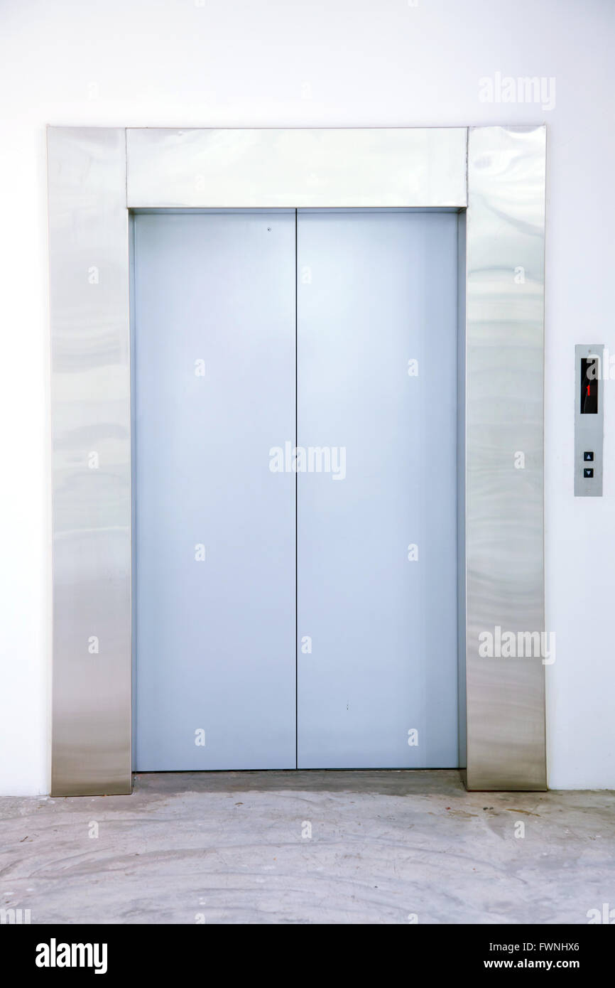 Front Elevator Doors Front View Of A Elevator With Steel Door In Lobby