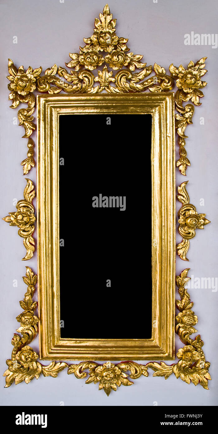 Vertical Traditional Thai Chinese Golden Empty Frame Stock Photo - Alamy