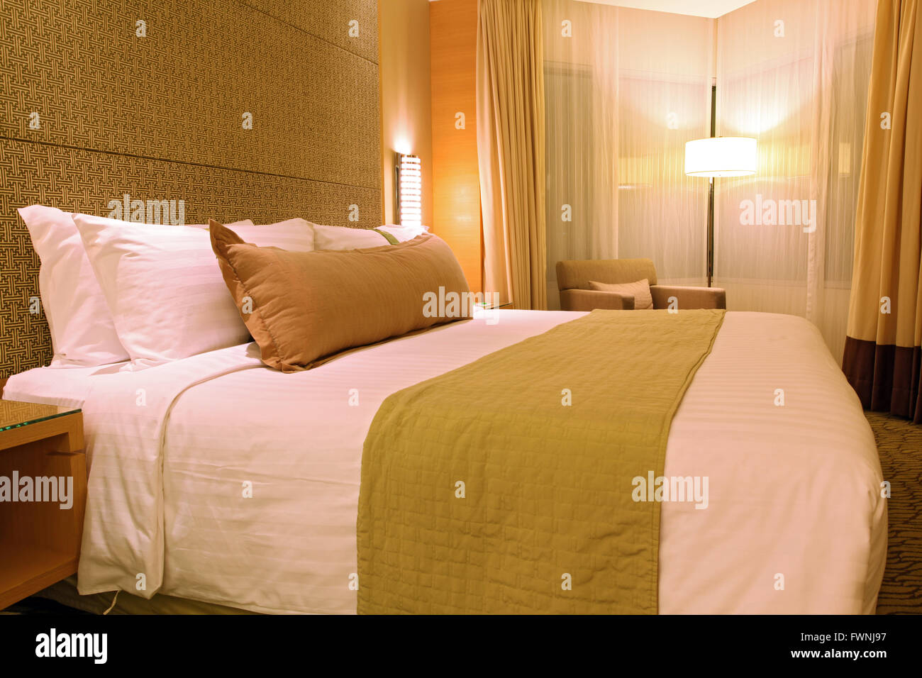 luxury master bedroom with pillow set Stock Photo - Alamy