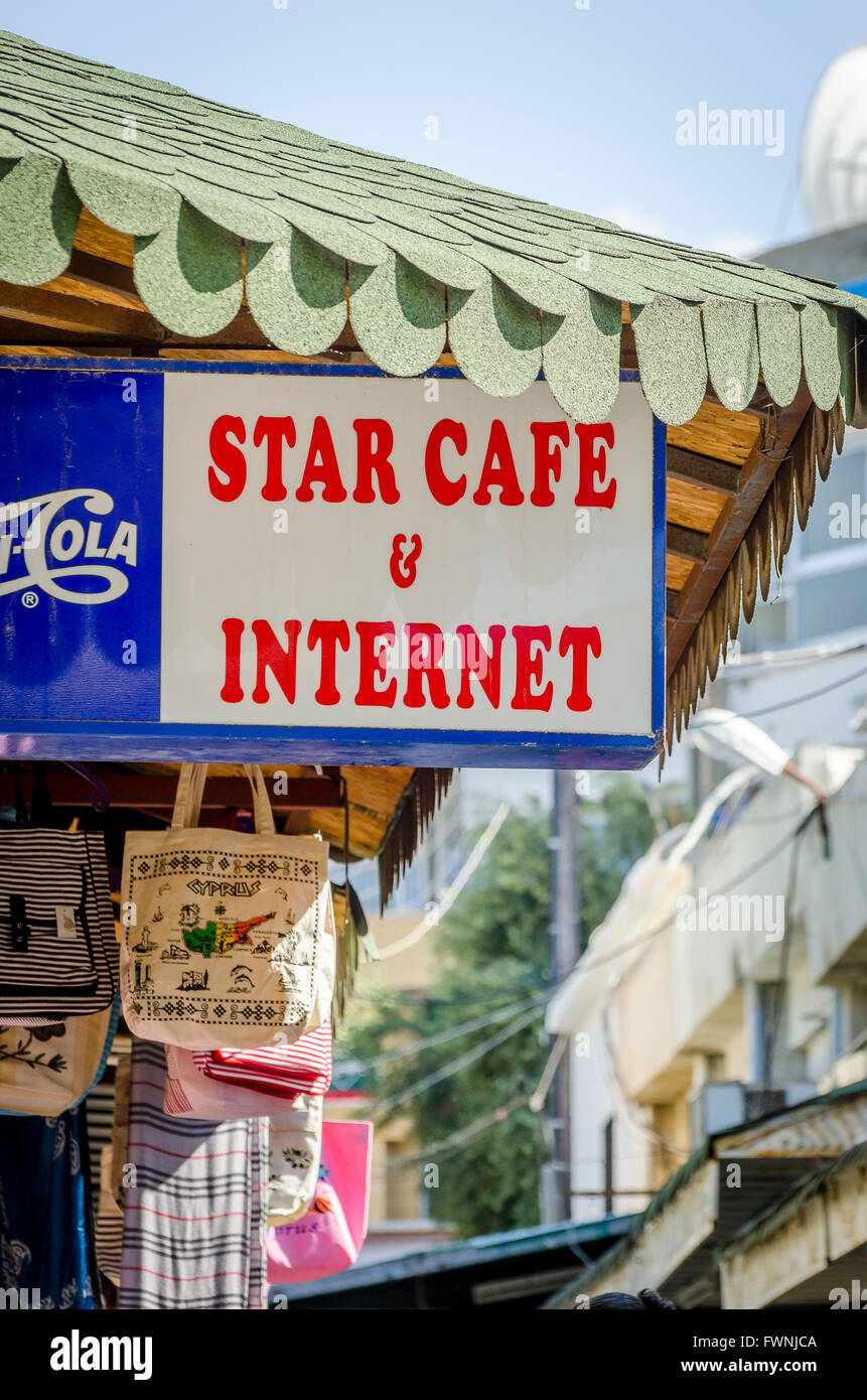 Internet cafe in the city of Kyrenia, Northern Cyprus Stock Photo - Alamy