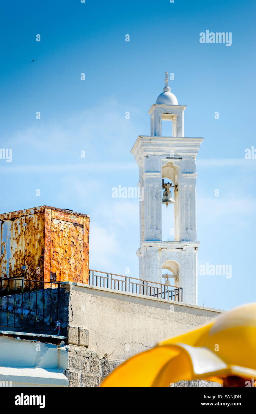Bell tower on a church in the city of Kyrenia, Northern Cyprus Stock ...