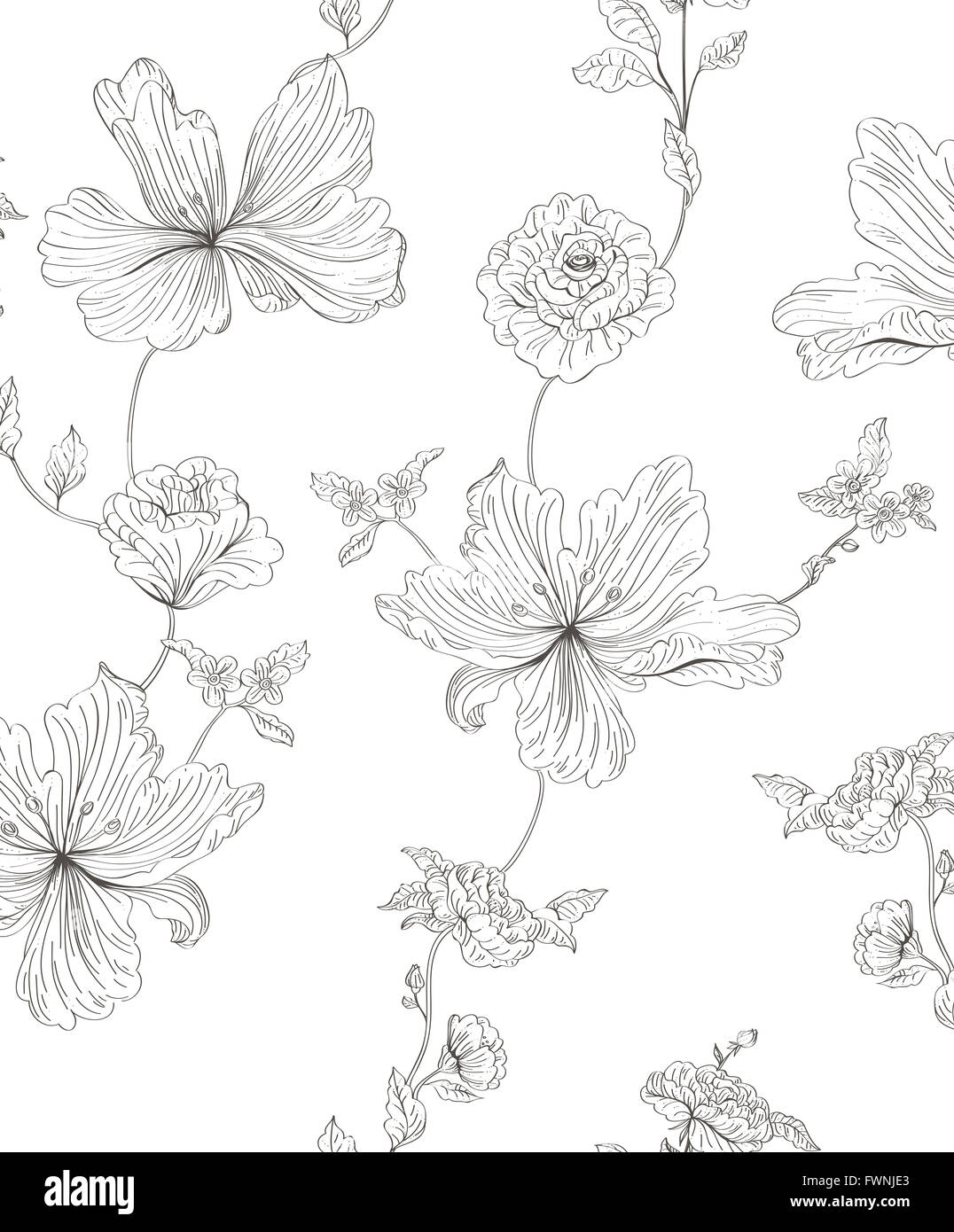 Seamless pattern flowers hi-res stock photography and images - Alamy