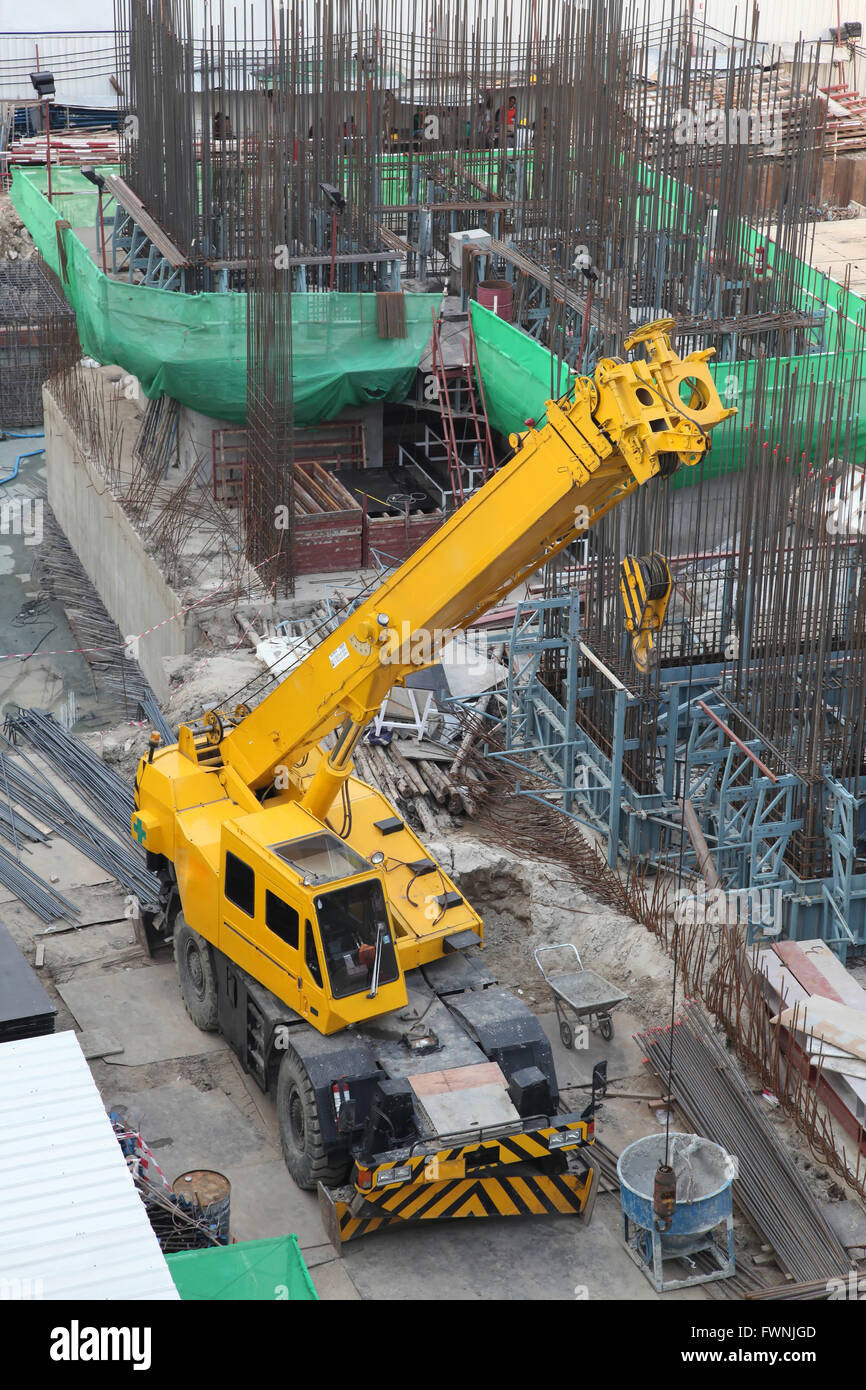 construction earthmover loader blackhoe in building site Stock Photo ...