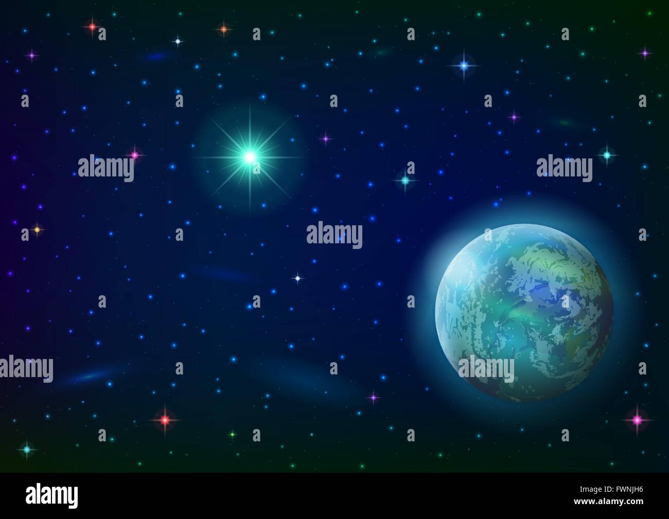 Space background with planet and sun Stock Vector Image & Art - Alamy