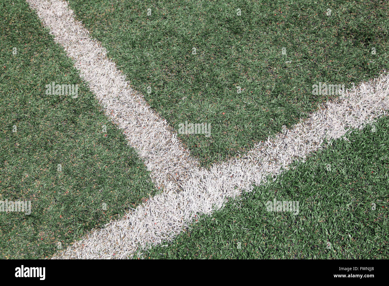 intersection of white line on soccer football field Stock Photo - Alamy