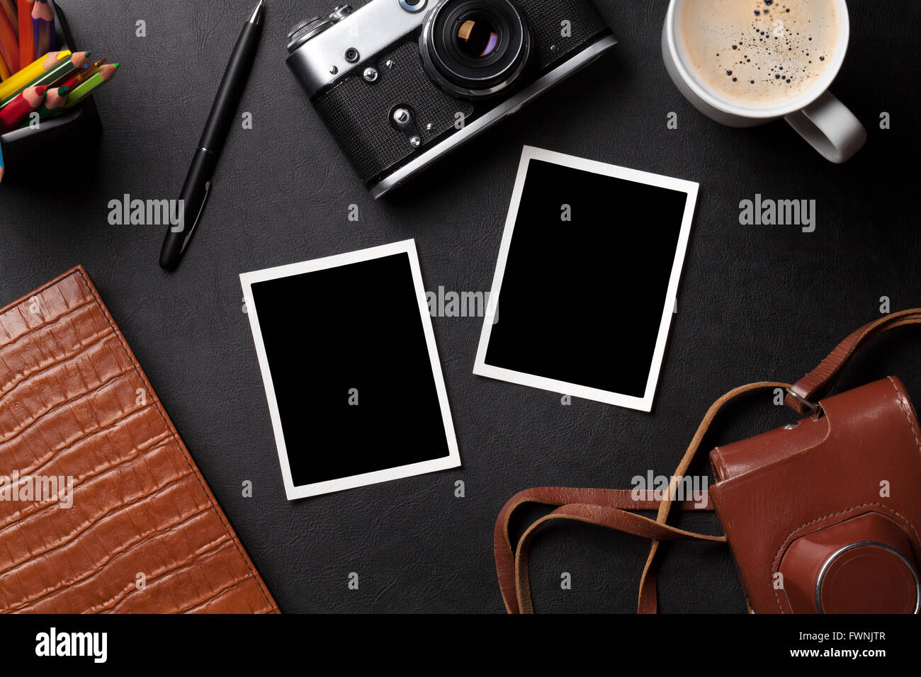 Office desk with photo frames hi-res stock photography and images - Alamy