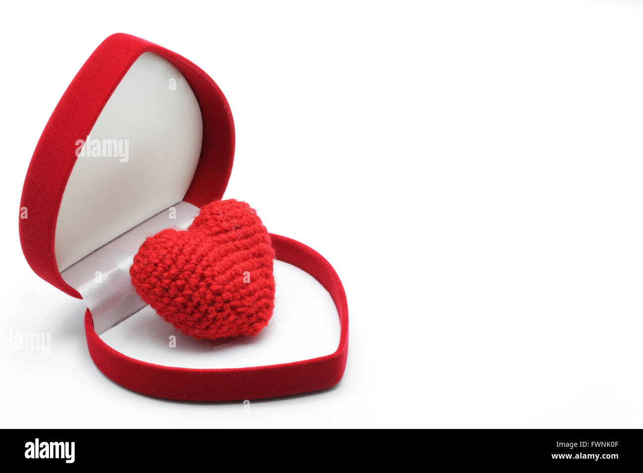 Red Heart in Red Velvet Luxury Gift Box on White Background using as ...