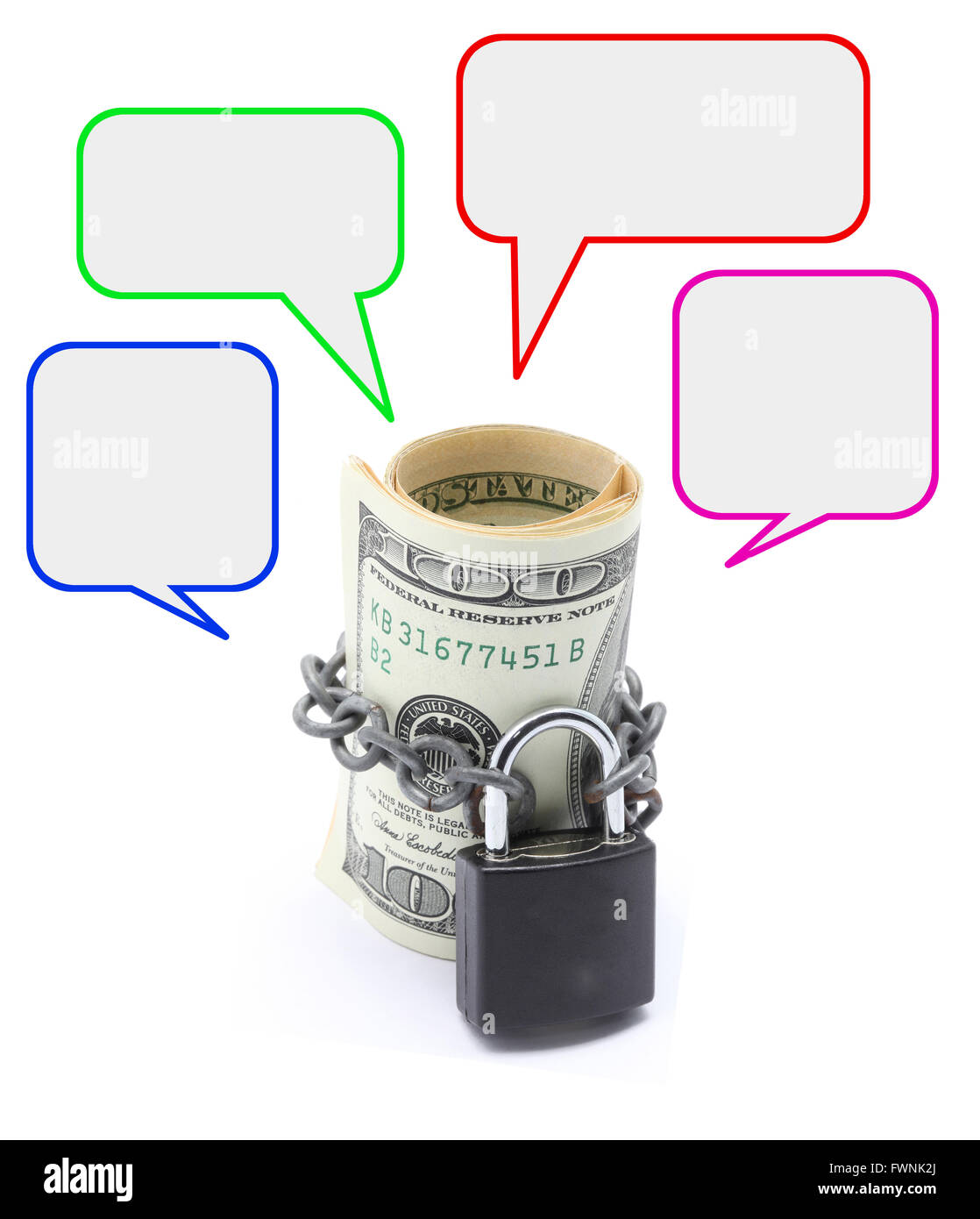 Dollars Banknote bills Cash Locked with Blank Label Tag for Money ...