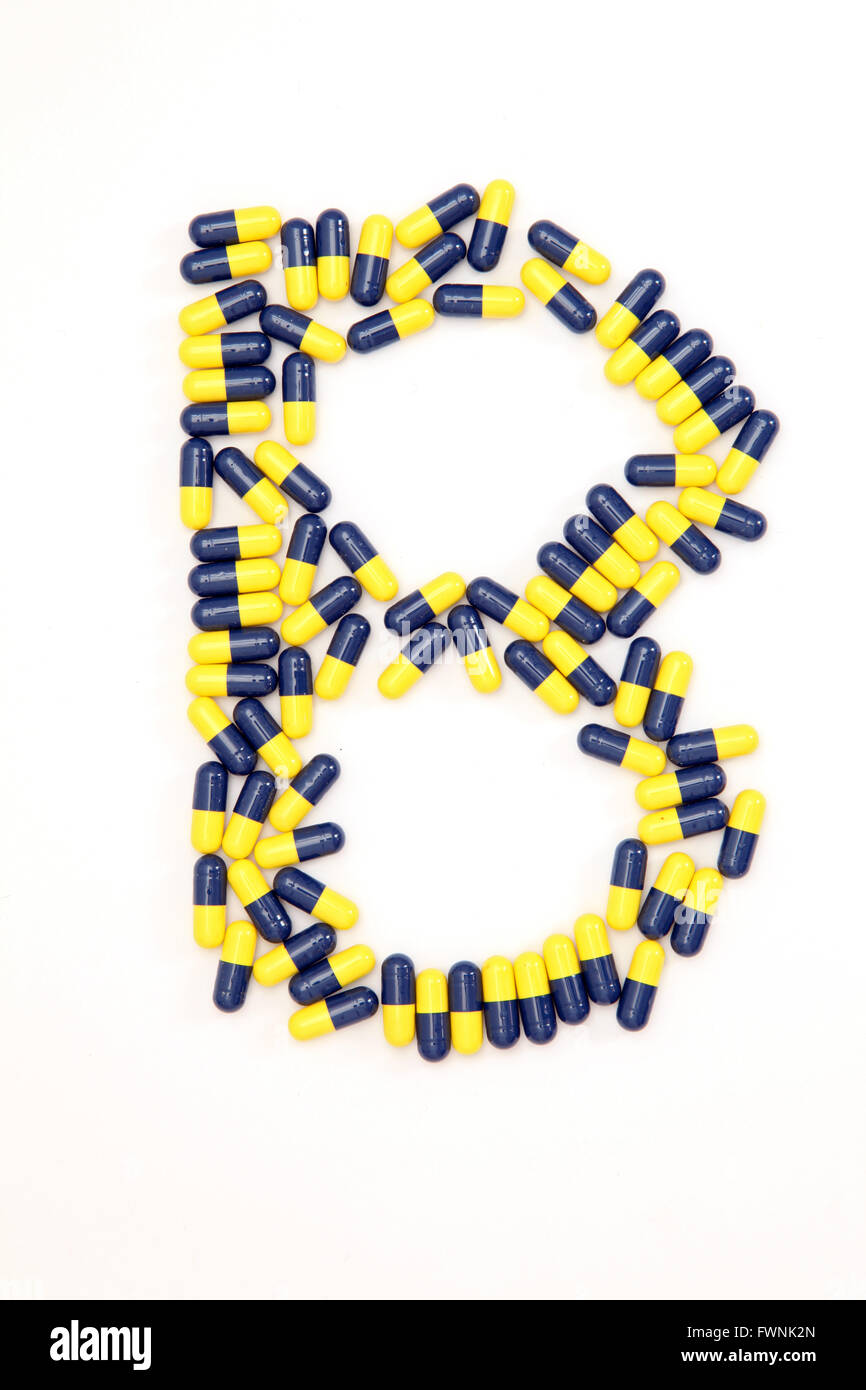 The letter B alphabet made of medical capsules Stock Photo - Alamy