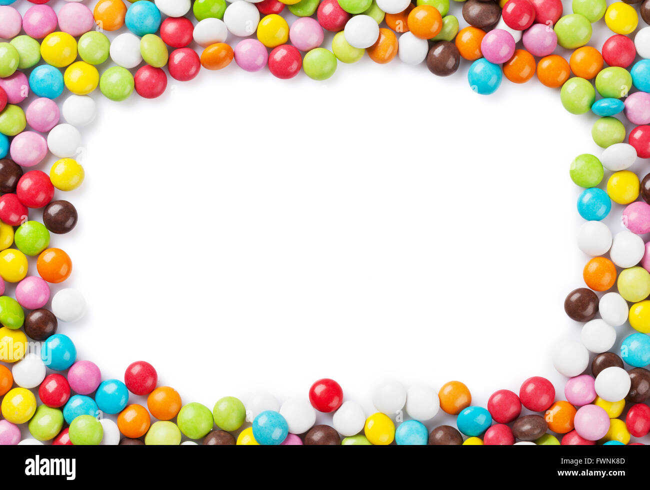 Colorful candies frame. Isolated on white background with copy space ...