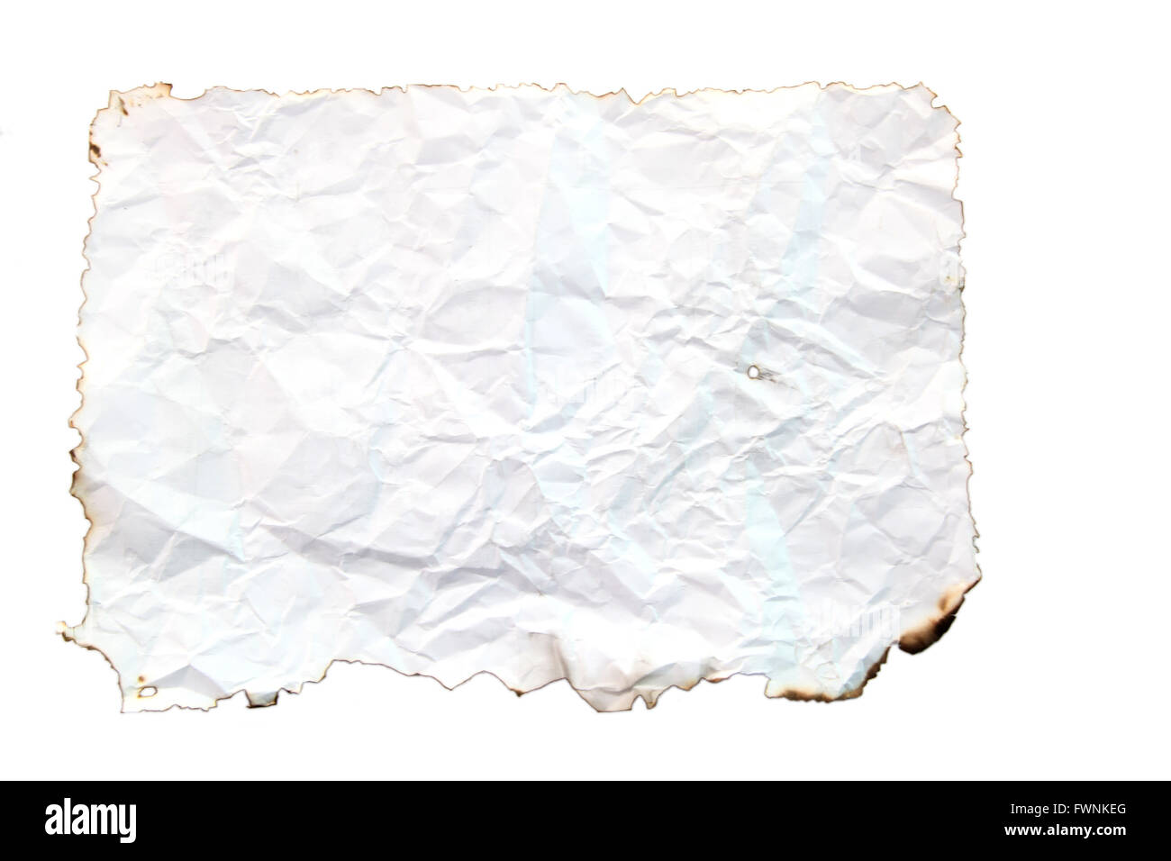 isolated wrinkled paper with burnt edges on white Stock Photo - Alamy