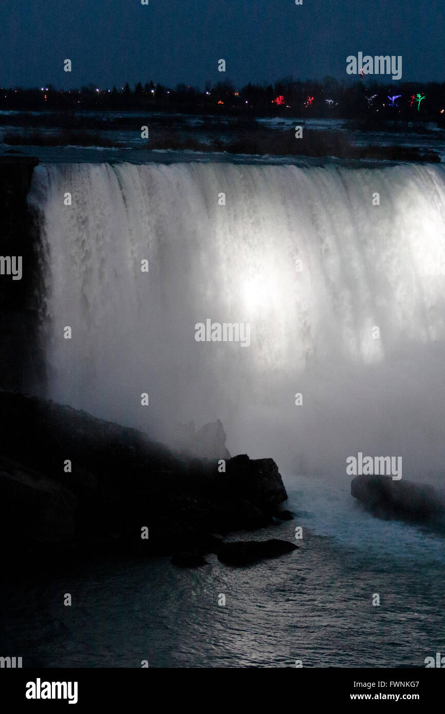Beautiful Niagara Falls at night with the lightning Stock Photo - Alamy