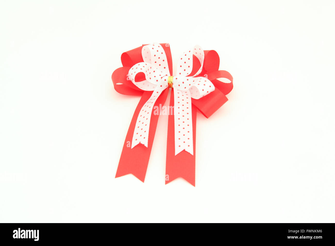 isolated red and white bow for holiday gift box over white Stock Photo ...
