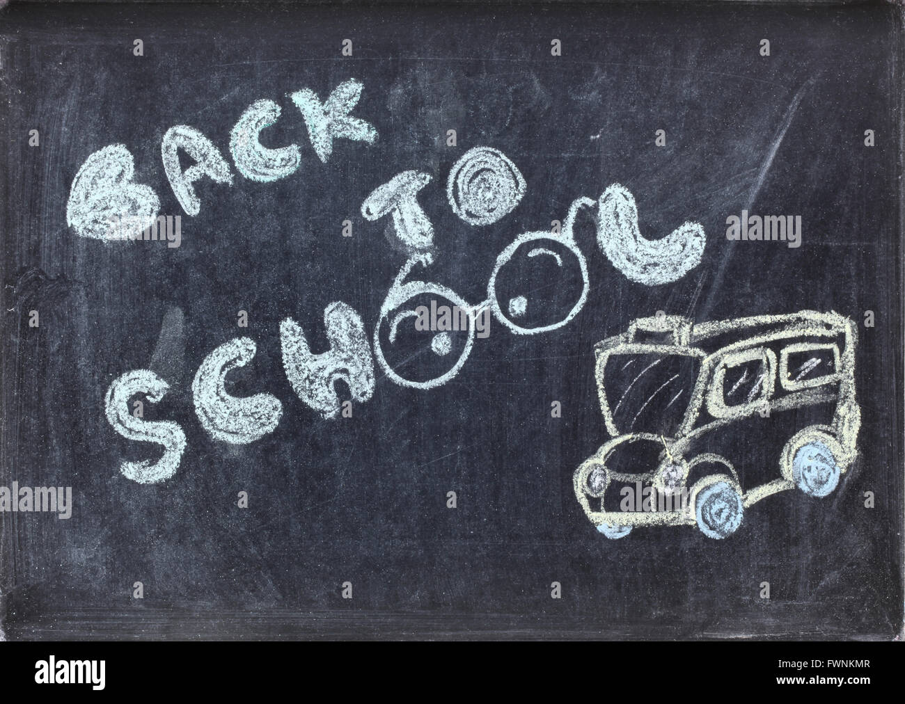 drawing of back to school on blackboard Stock Photo - Alamy