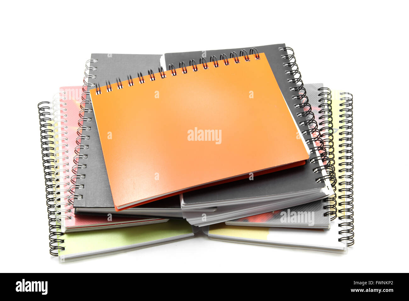 stack of ring binder book isolated on white Stock Photo - Alamy