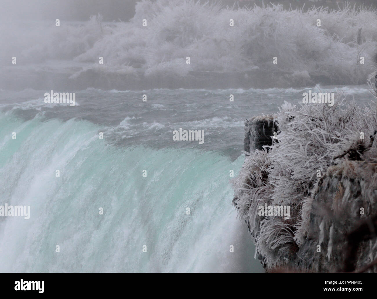 Beautiful photo of the amazing Niagara Falls and the icy rocks Stock ...