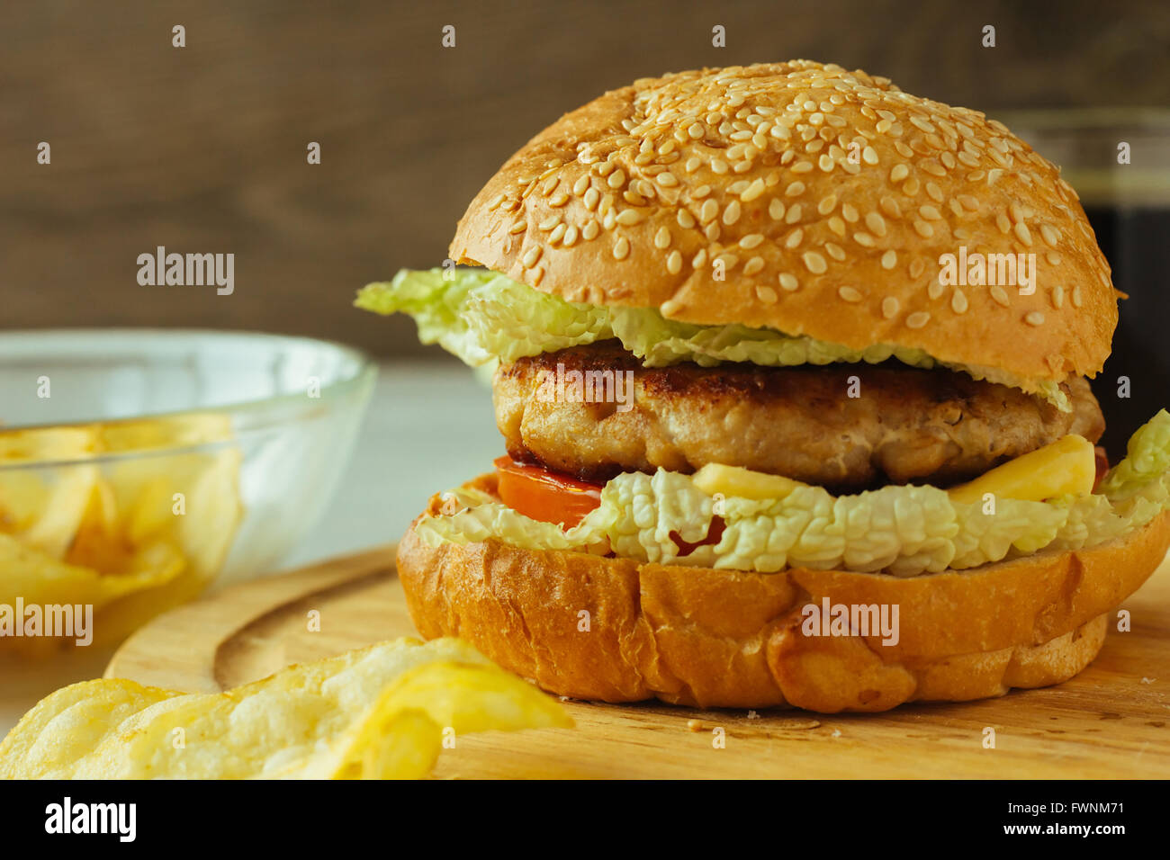 Burger chips salad hi-res stock photography and images - Alamy