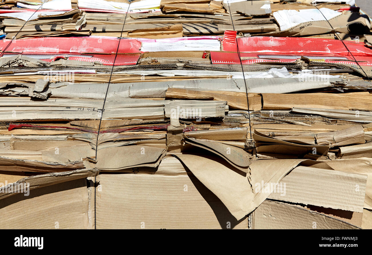 Compacted cardboard waste for recycling industry Stock Photo - Alamy
