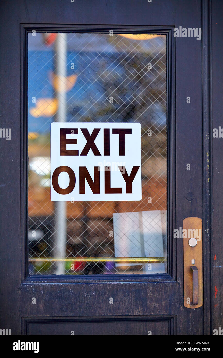 exit only sign signage Stock Photo - Alamy