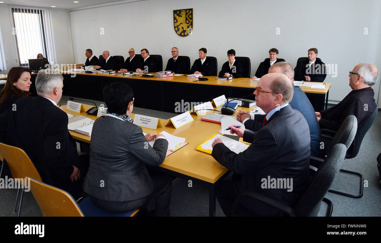 Weimar, Germany. 6th Apr, 2016. A trial starting at the constitutional ...