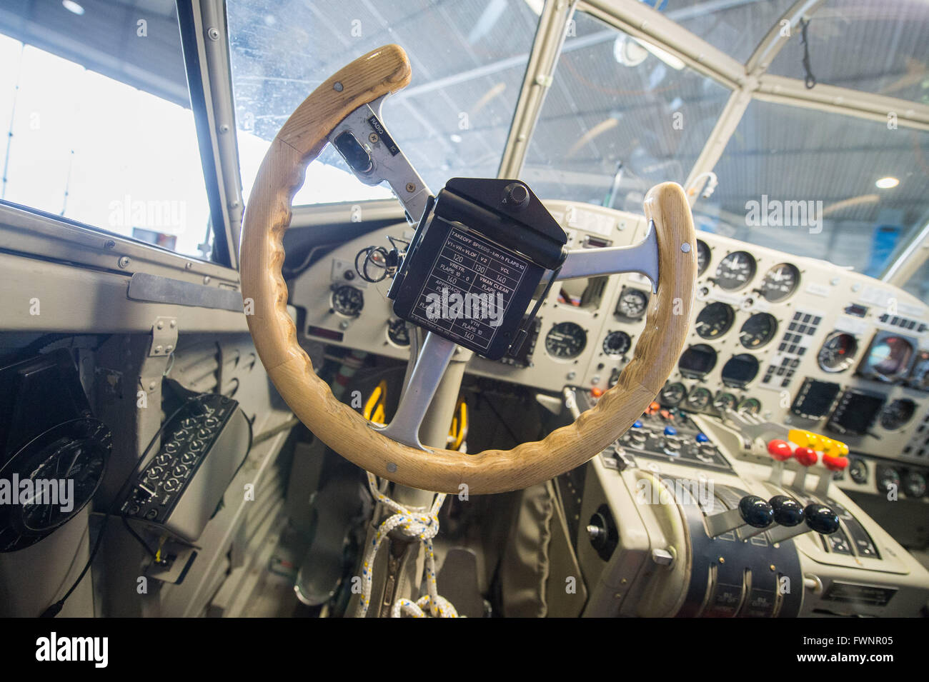 Hamburg, Germany. 6th Apr, 2016. The cockpit of the Junker Ju 52 in a ...