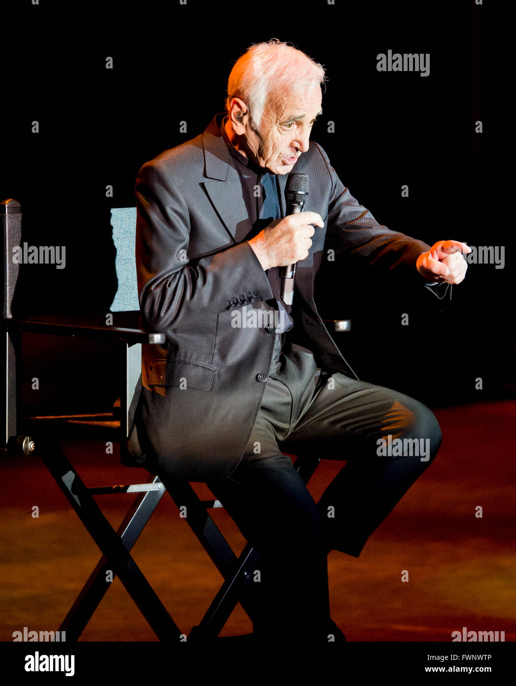 Prague, Czech Republic. 06th Apr, 2016. French singer Charles Aznavour ...