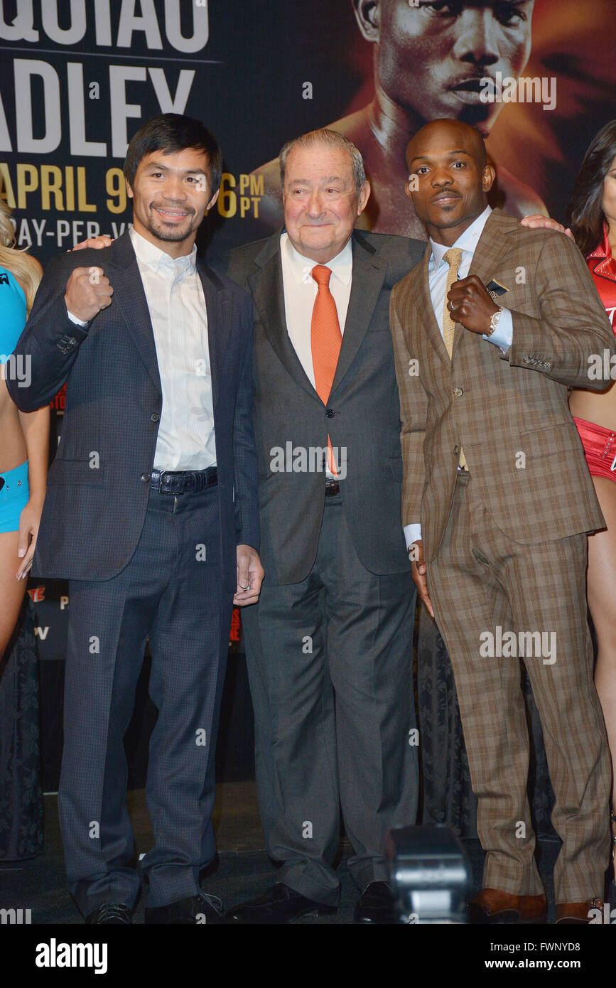 Las Vegas, Nevada, USA. 6th Apr, 2016. Boxers Timothy Bradley, Manny ...