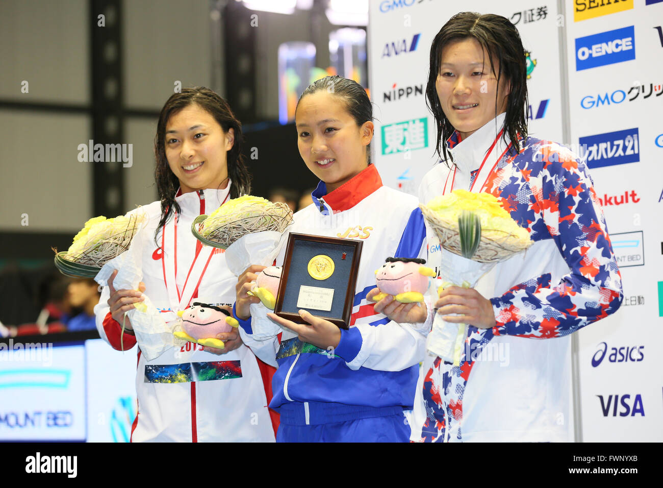 Tokyo, Japan. 6th Apr, 2016. (L to R) Satomi Suzuki, Kanako Watanabe ...