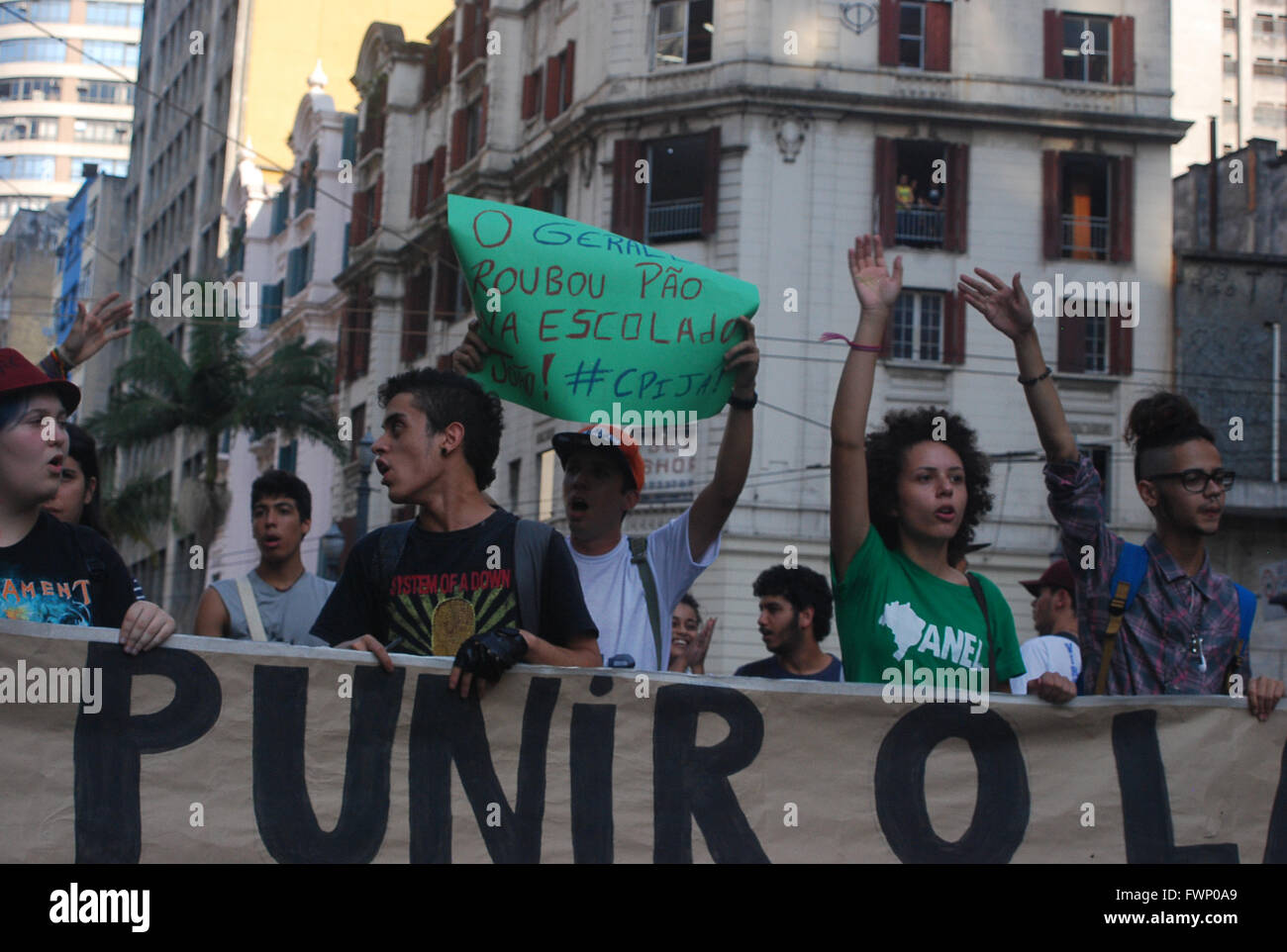 Sao Paulo, Brazil. 06th Apr, 2016. The students stage protest at Praca ...