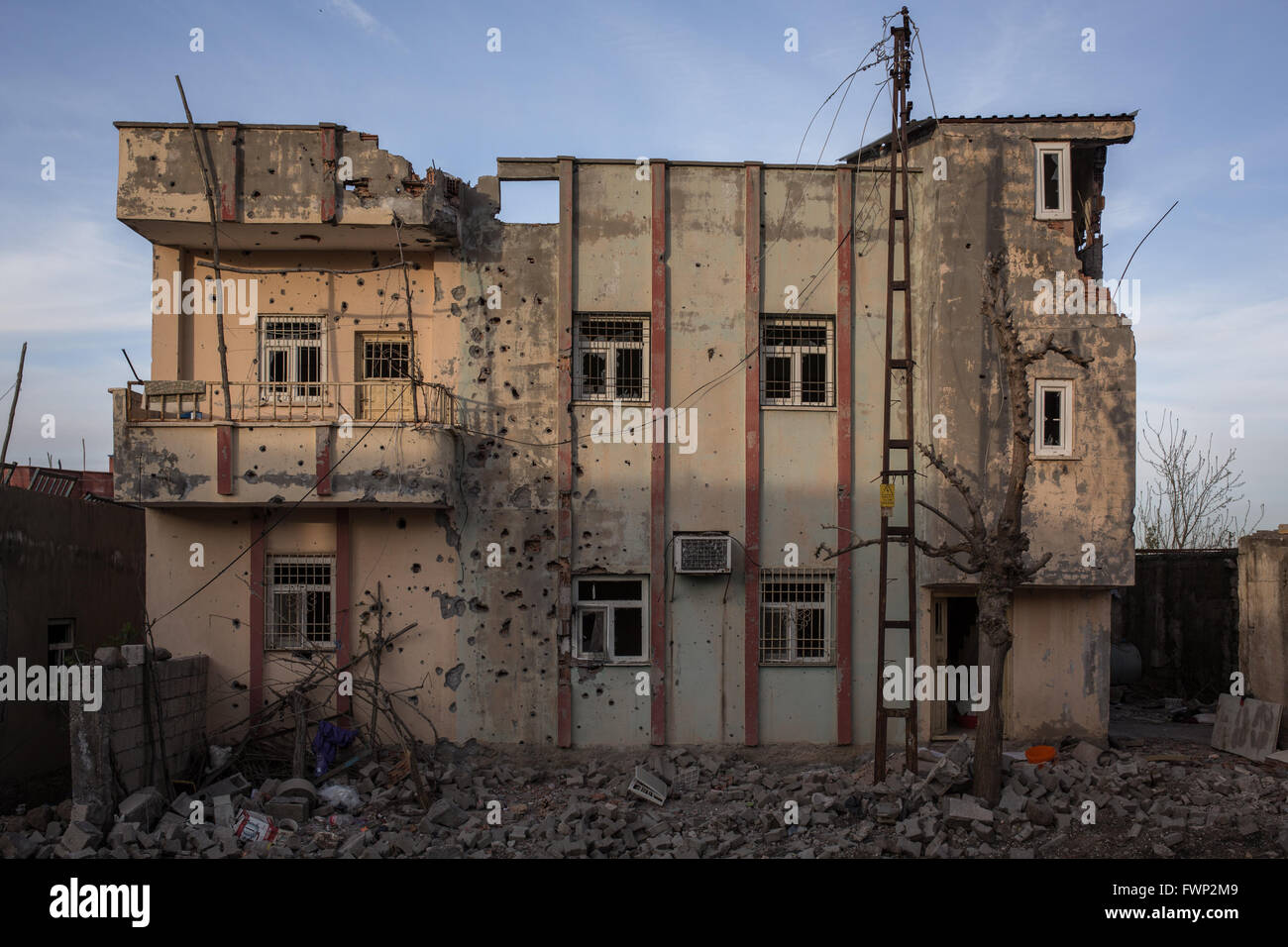 One of the ruined buildings in idil, sirnak, turkey 02 april 2016 ...