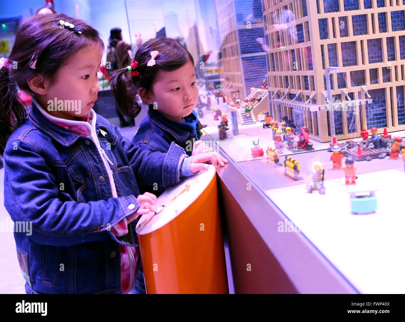 Shanghai. 7th Apr, 2016. Two girls have fun in China's first LEGOLAND ...